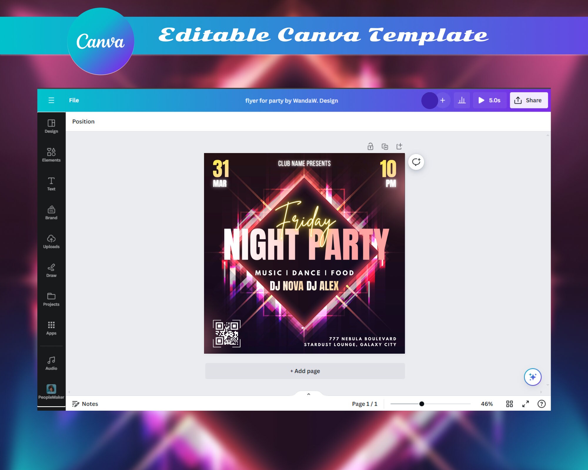Editable Summer Day Club Flyer Template for Canva, DIY Event Party ...
