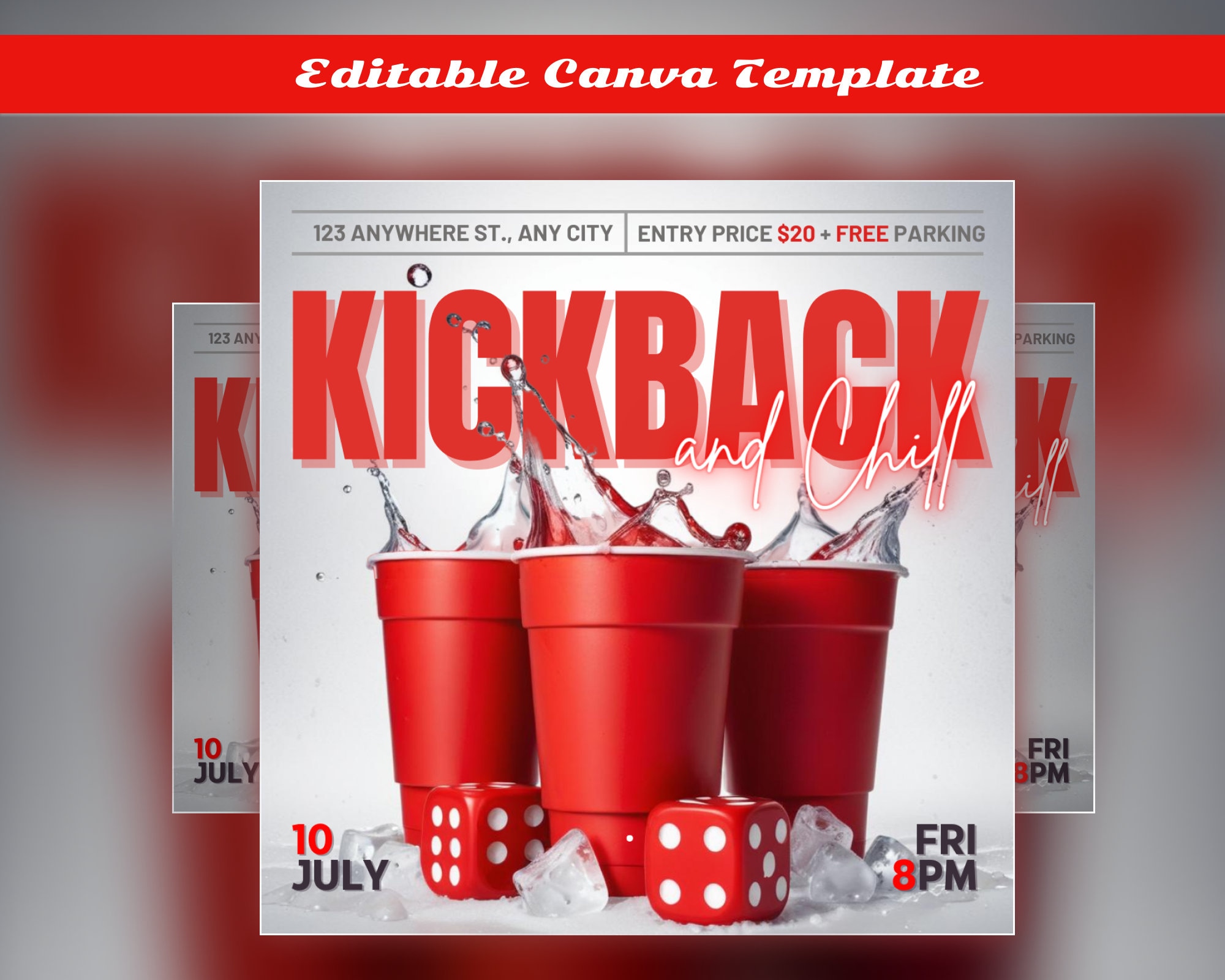 Editable Summer Kickback Club Flyer Template for CANVA, DIY Event Party ...