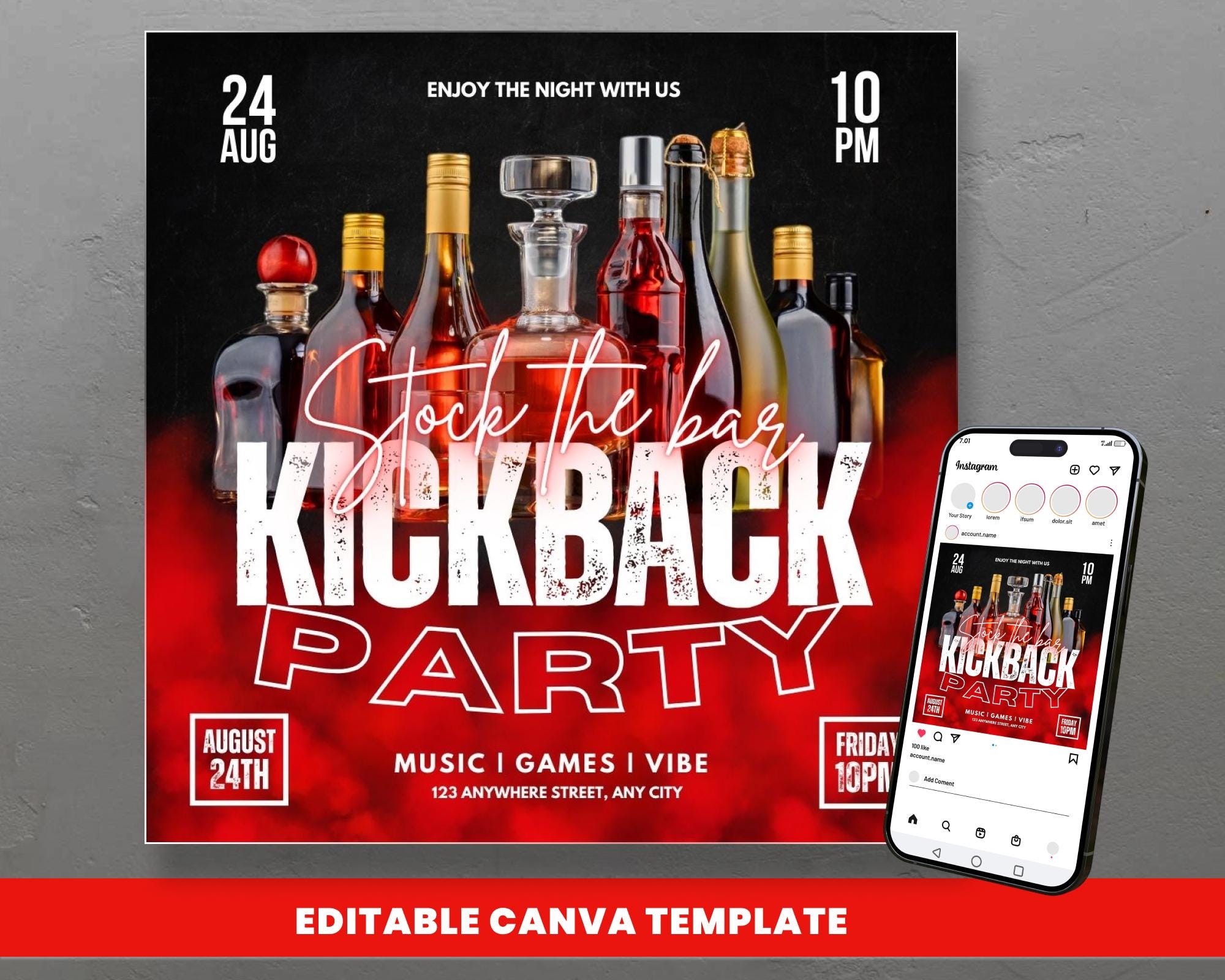 Kickback Party Flyer, Editable Kickback Club Flyer, Club DJ Party ...