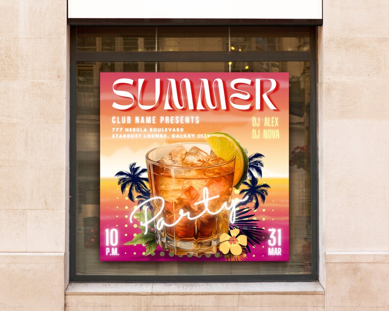 Editable Summer Day Club Flyer Template for Canva, DIY Event Party ...