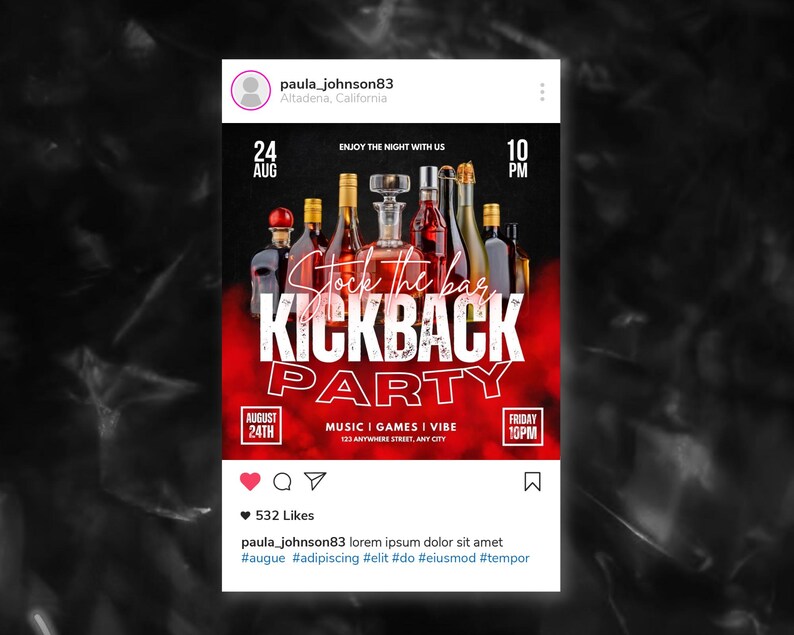Kickback Party Flyer, Editable Kickback Club Flyer, Club DJ Party ...