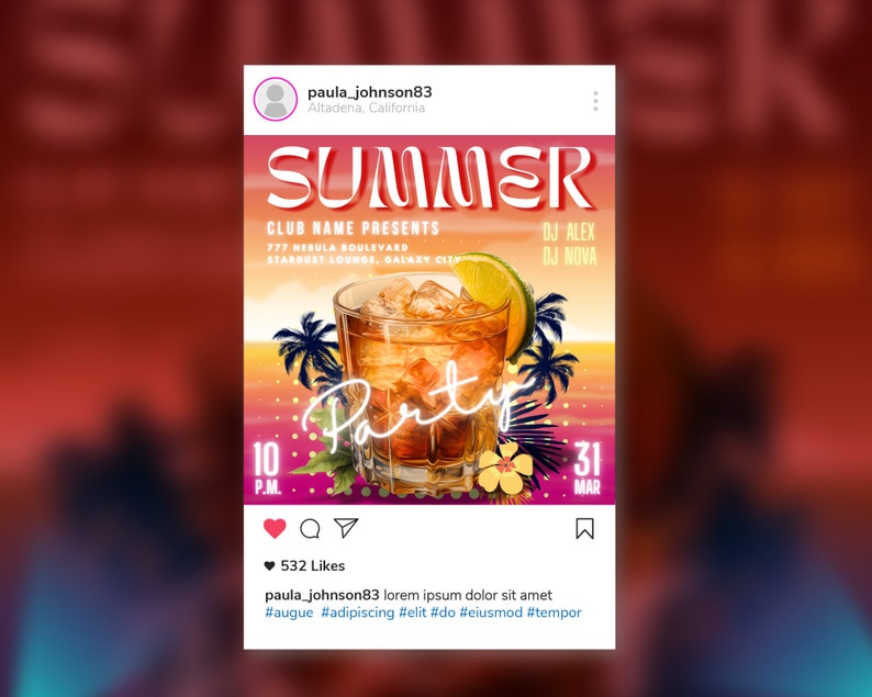 Editable Summer Day Club Flyer Template for Canva, DIY Event Party ...