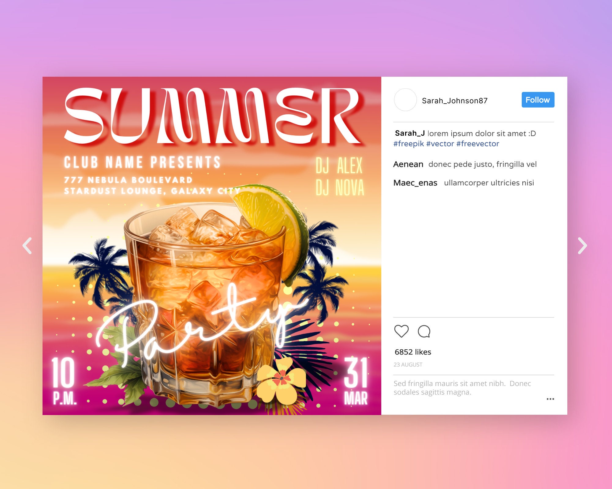Editable Summer Day Club Flyer Template for Canva, DIY Event Party ...