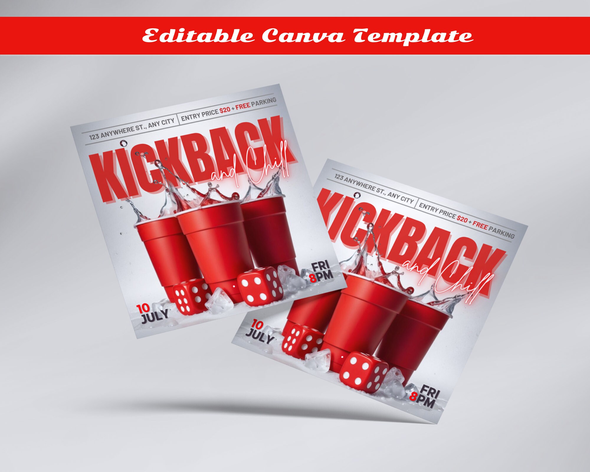 Editable Summer Kickback Club Flyer Template for CANVA, DIY Event Party ...