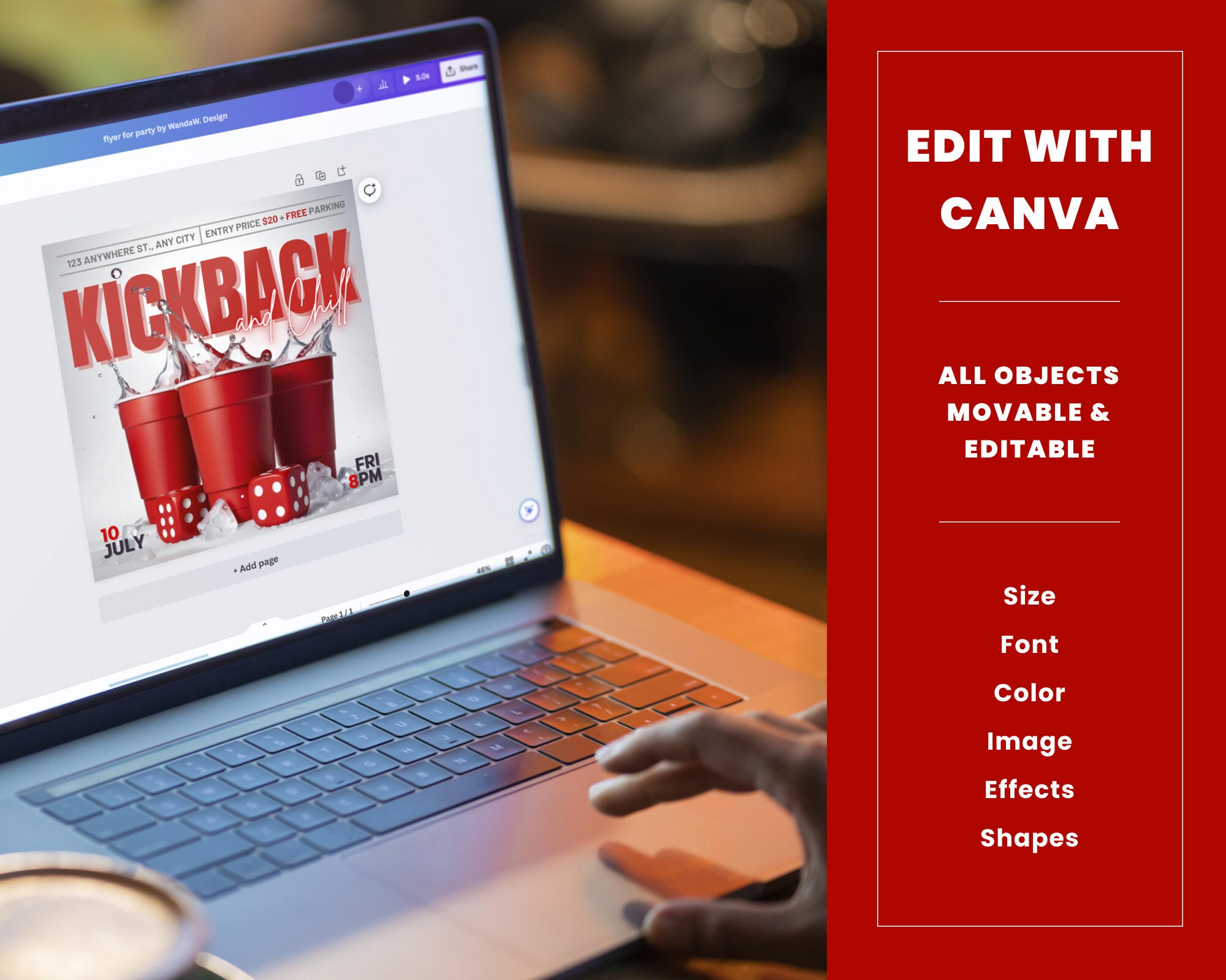 Editable Summer Kickback Club Flyer Template for CANVA, DIY Event Party ...