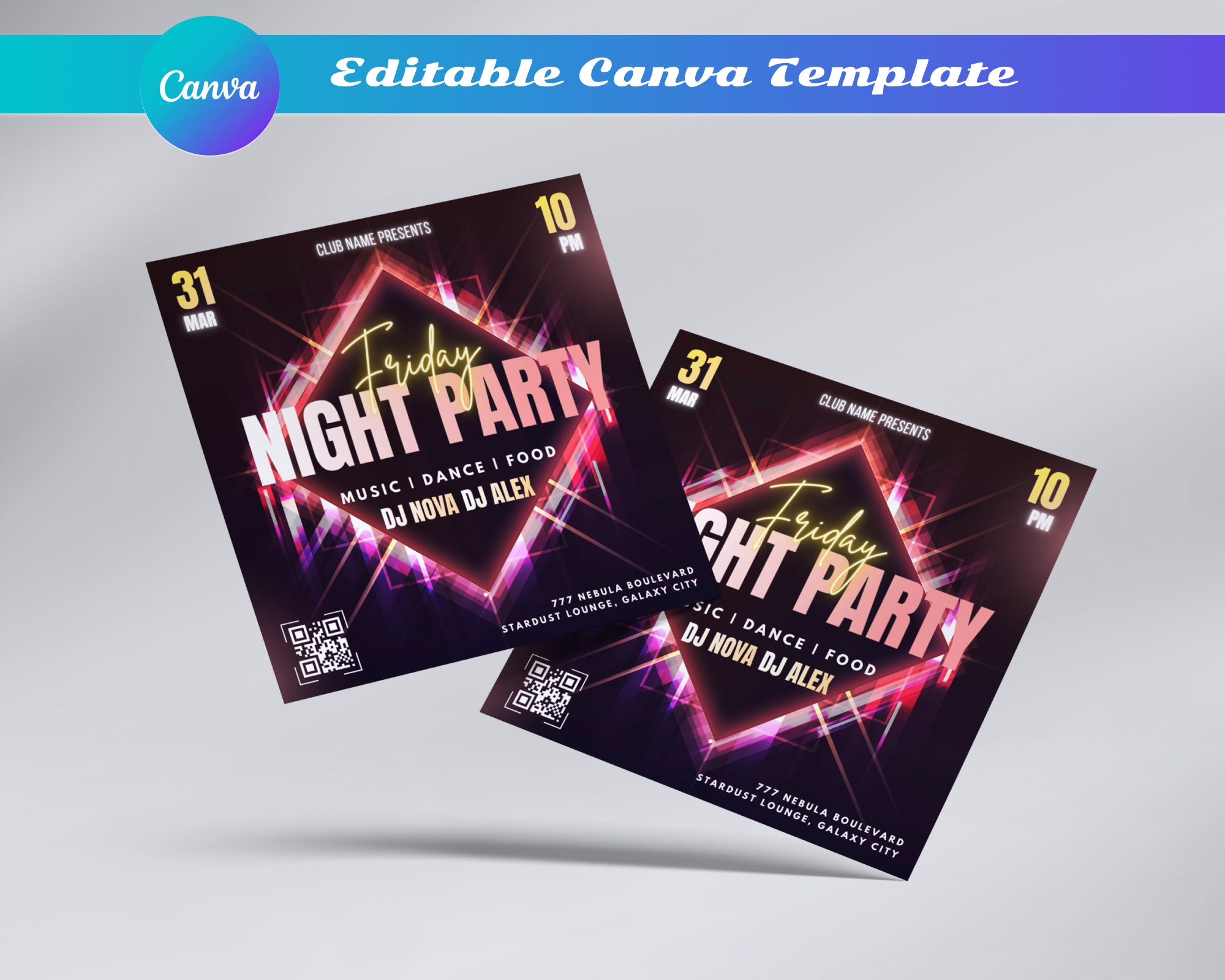 Editable Summer Day Club Flyer Template for Canva, DIY Event Party ...