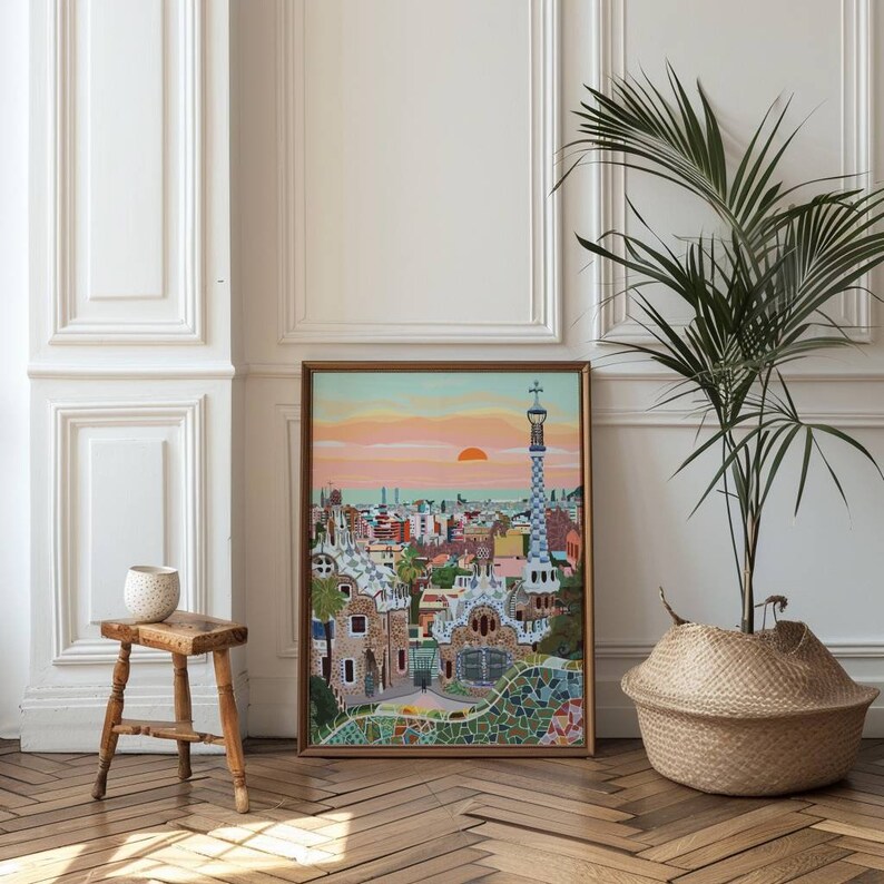 Park Guell Gaudi Print Art, Wall Decor, Barcelona Artwork, Travel ...