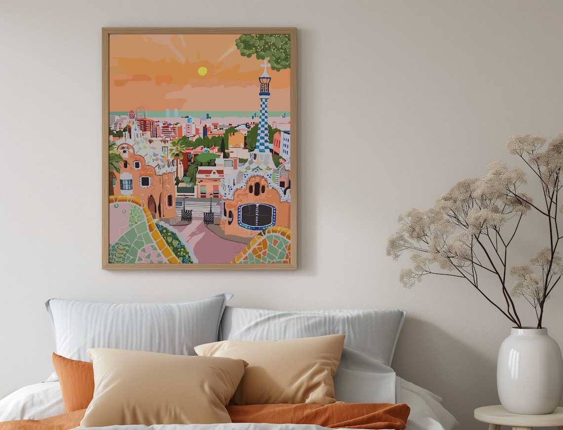 Park Guell Gaudi Print Art, Wall Decor, Barcelona Artwork, Travel ...