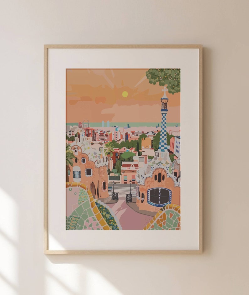 Park Guell Gaudi Print Art, Wall Decor, Barcelona Artwork, Travel ...