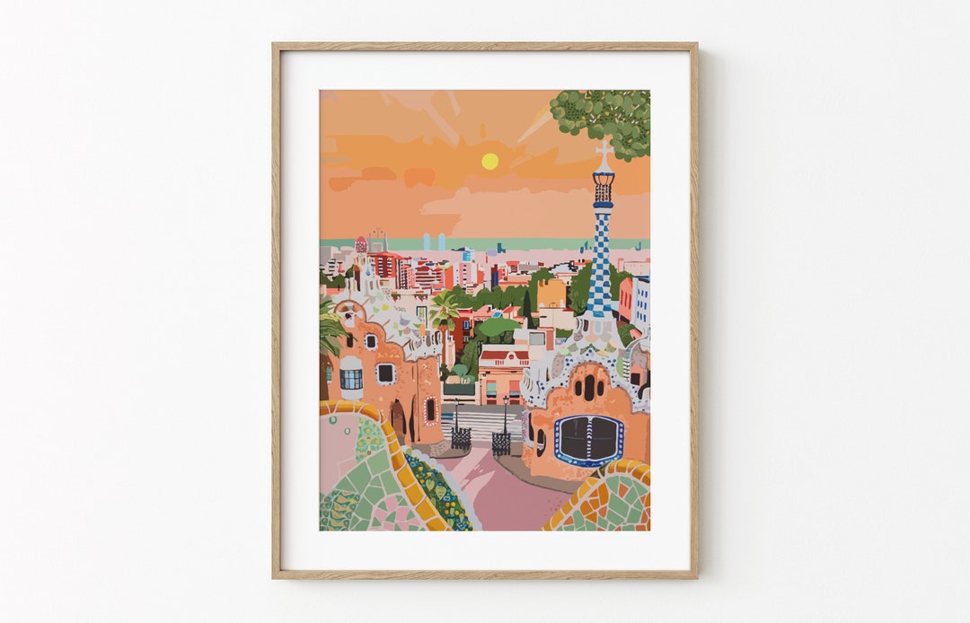 Park Guell Gaudi Print Art, Wall Decor, Barcelona Artwork, Travel ...