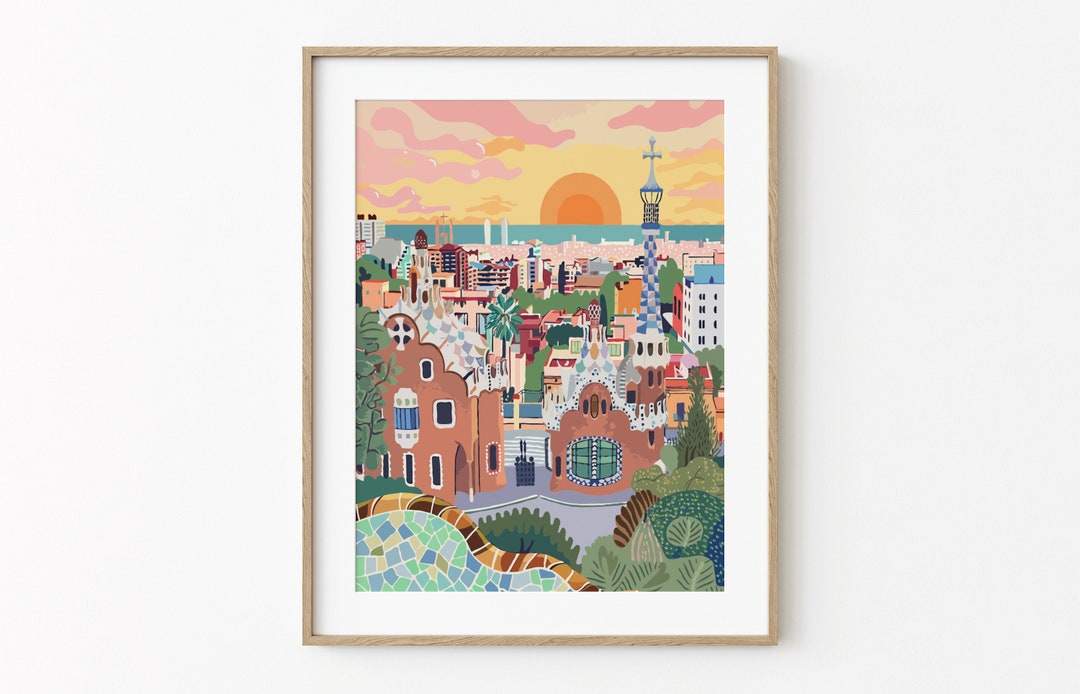 Park Guell Gaudi Print Art, Wall Decor, Barcelona Artwork, Travel ...