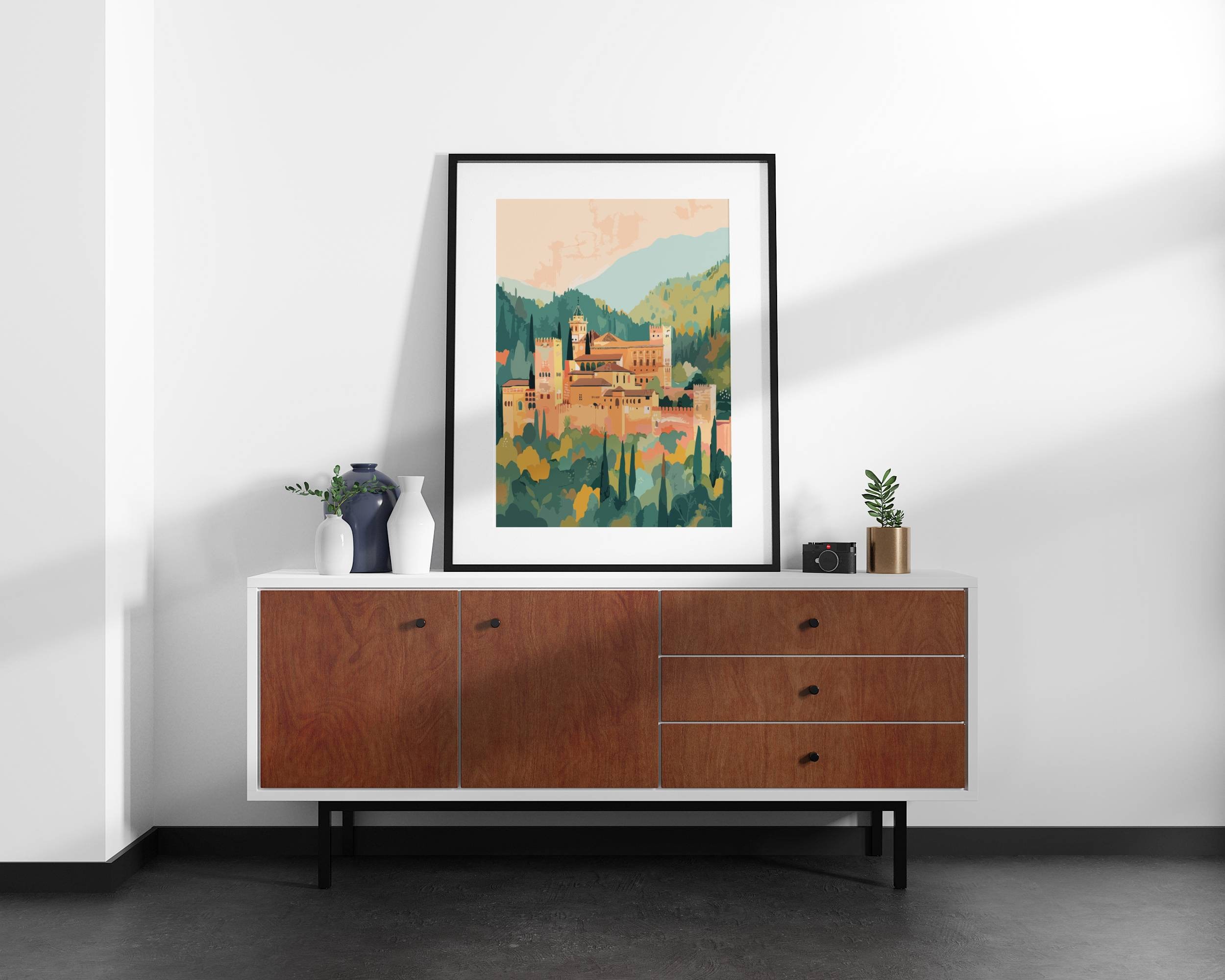 Andalusian Alhambra Castle Print, Spanish Palace Artwork, Andalusian ...