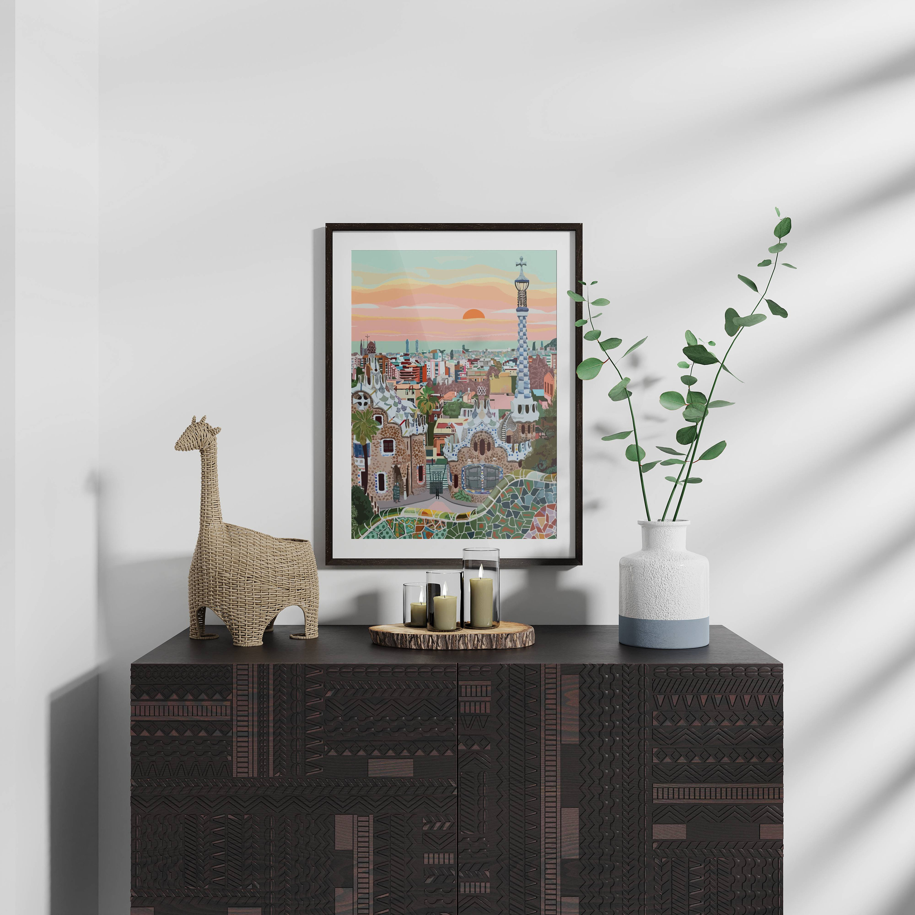 Park Guell Gaudi Print Art, Wall Decor, Barcelona Artwork, Travel ...