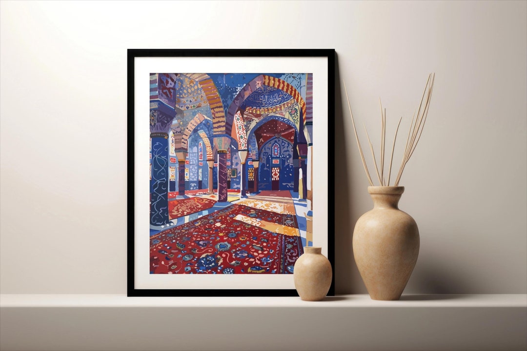 Pink Mosque Art Print, Islamic Architecture Wall Decor, Mosque Interior ...