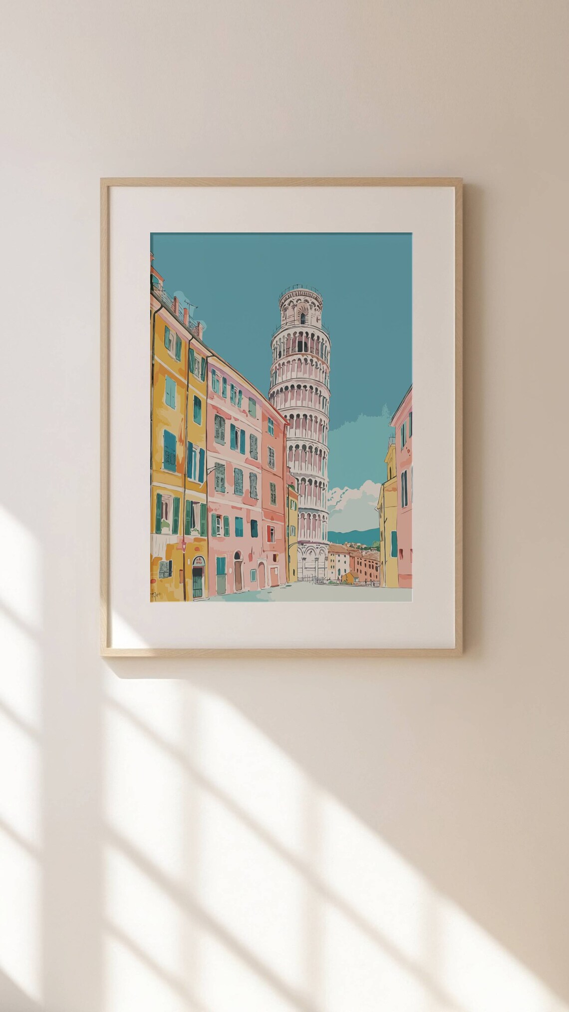 Leaning Tower of Pisa Art Print, Italian Landmark Wall Decor, Tuscany ...