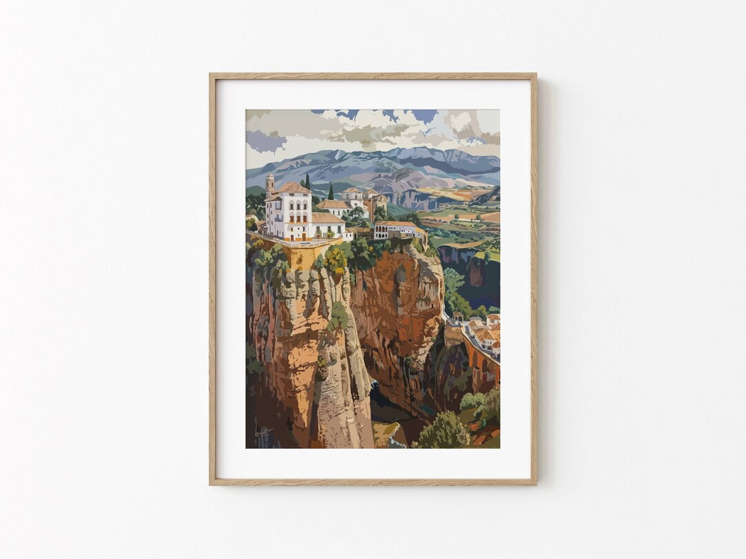 Ronda Spain Art Print, Andalusian Wall Decor, Spanish Landscape Poster ...
