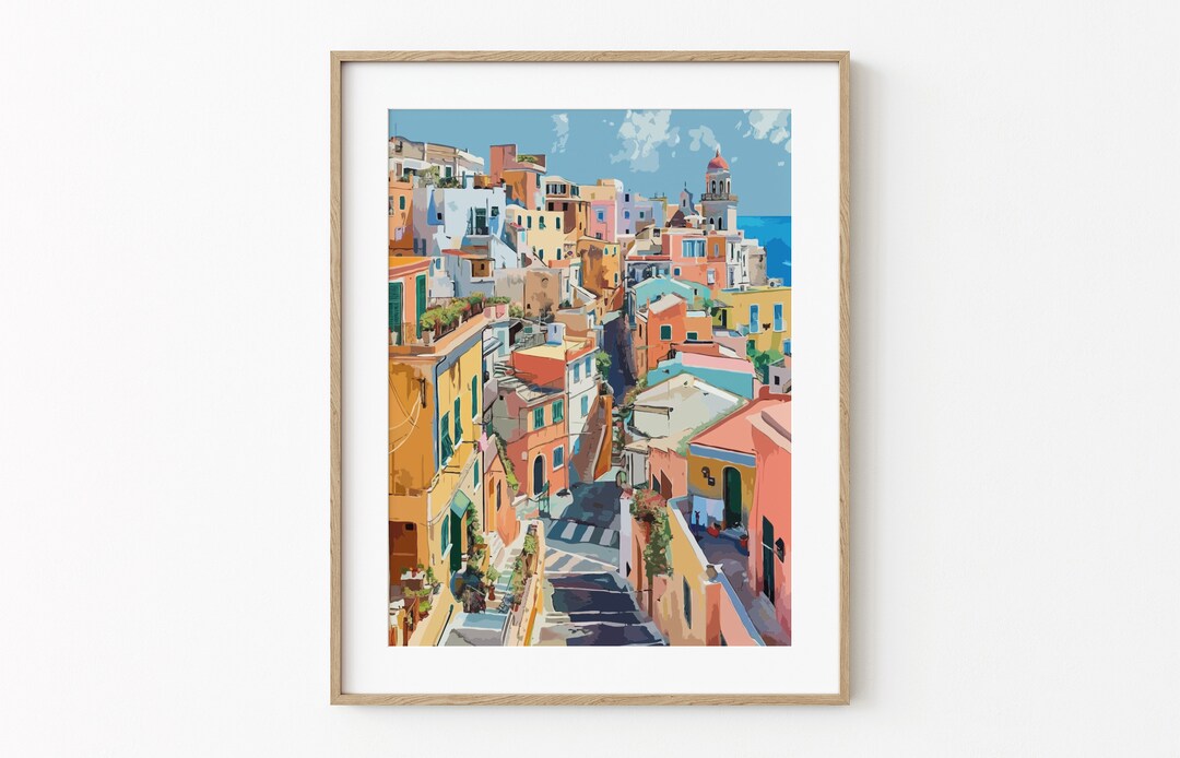 Procida Italy Print Art, Coastal Wall Decor, Italian Travel Poster ...