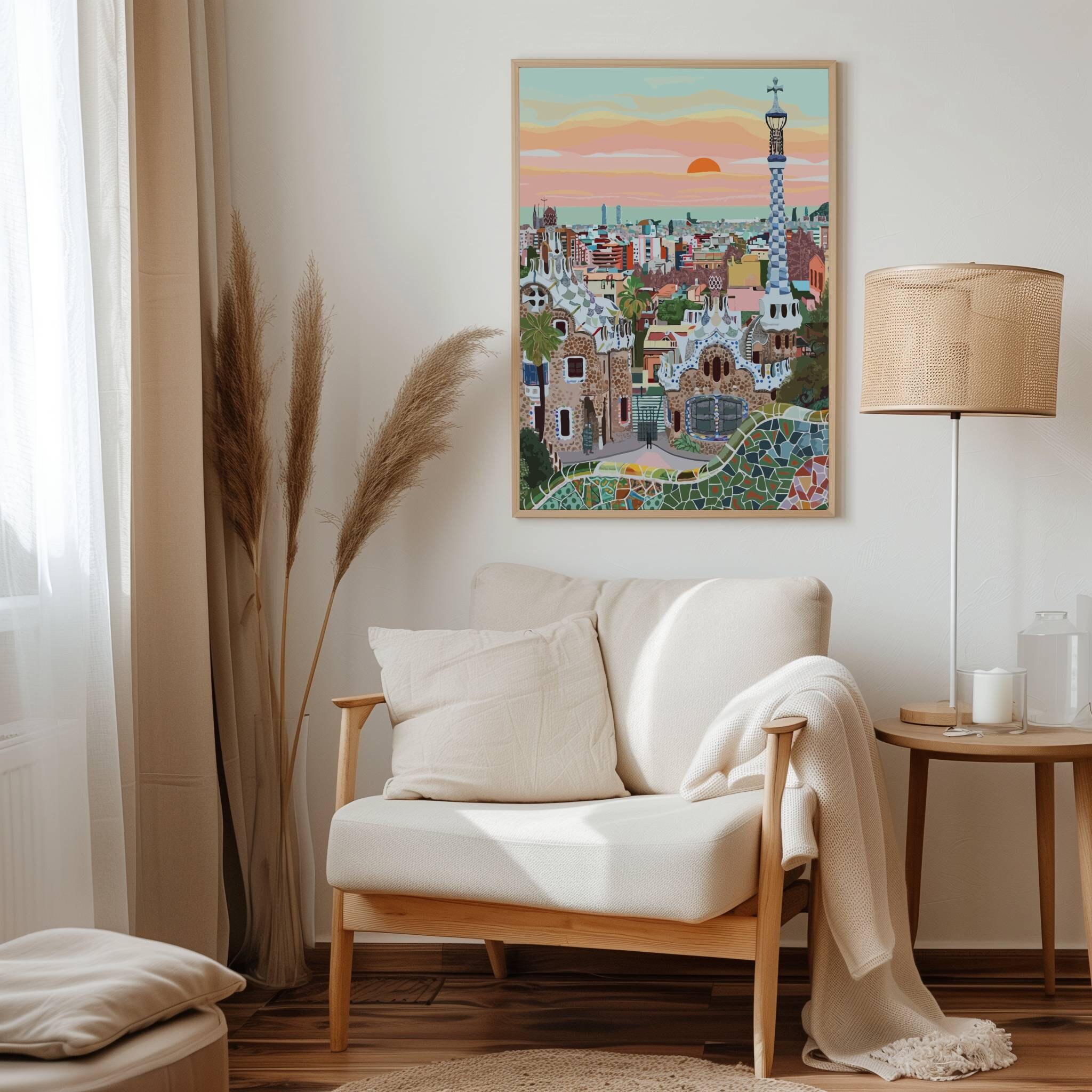 Park Guell Gaudi Print Art, Wall Decor, Barcelona Artwork, Travel ...