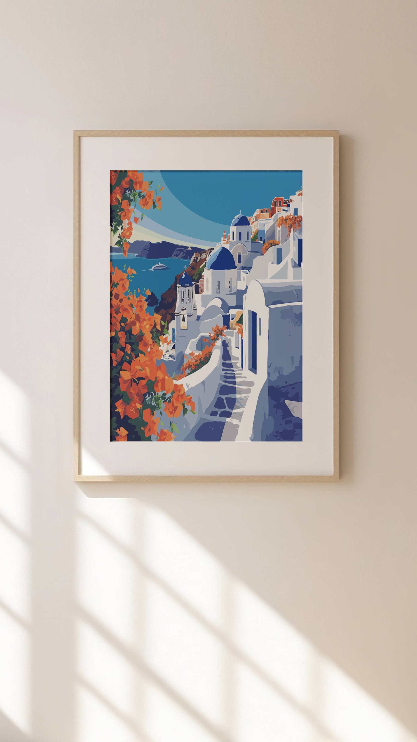 Santorini Greece Art Print, Greek Island Wall Decor, Mediterranean ...