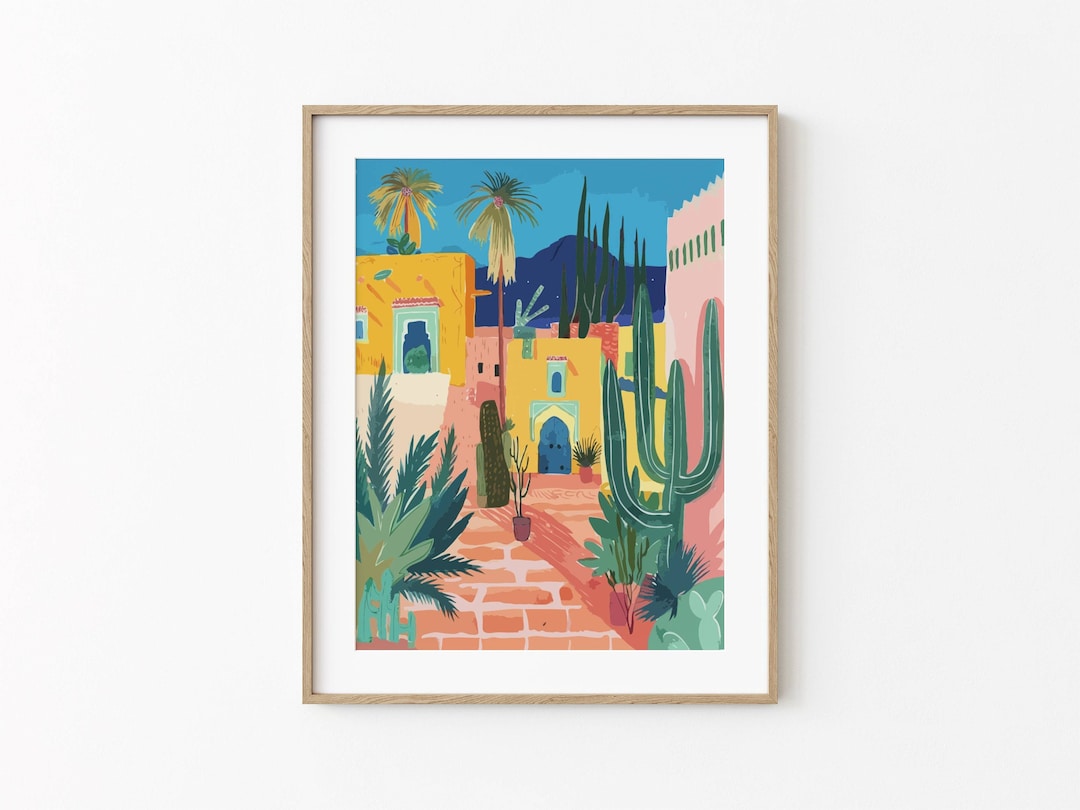 Marrakech Art Print - Moroccan Wall Decor & Medina Landscape Poster ...