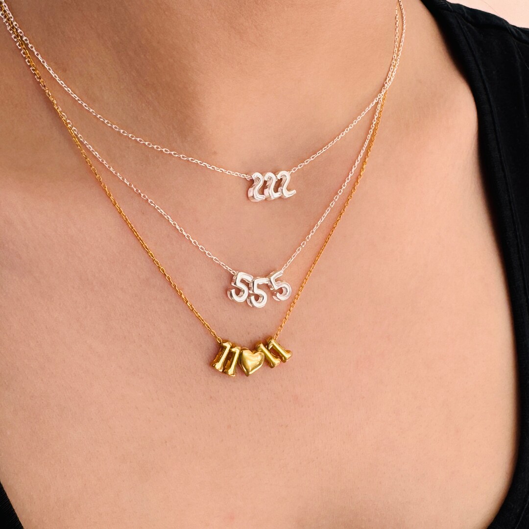 Personalized Angel Number Bubble Numerals Necklace Angel Letters ...