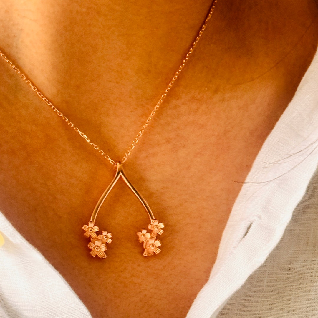 Wishbone Flower Ring Holder Necklace: Sterling Silver Ring Keeper - Etsy