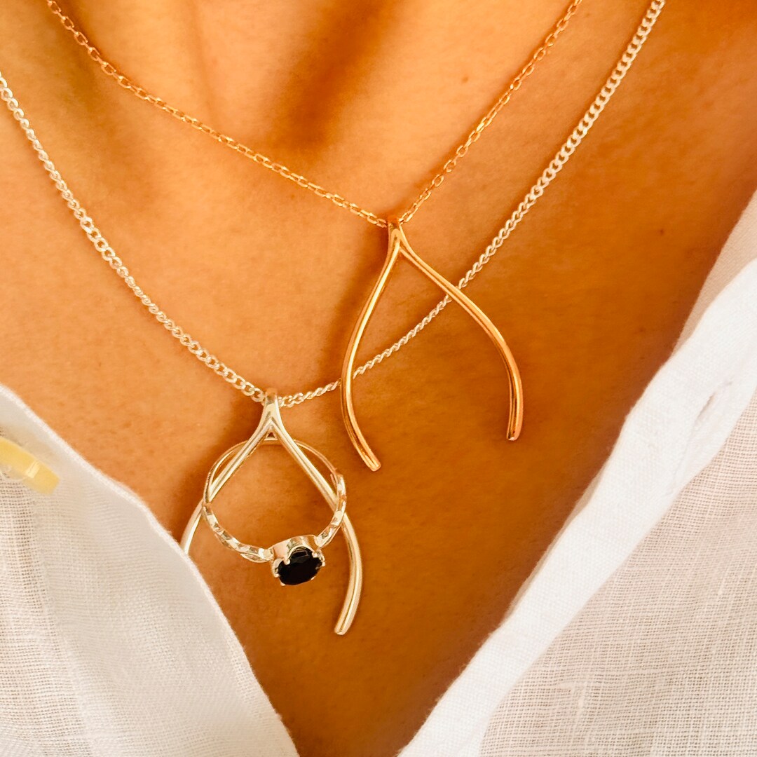 Ring Keeper Necklace Wishbone Gold Ring Holder Necklace Engagement Ring ...