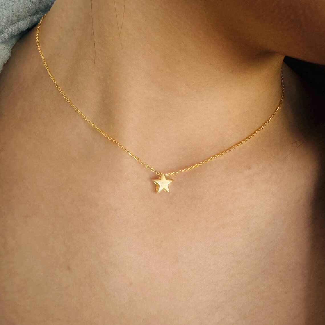 Puff Star Necklace Bubble Star Jewelry Gold Plated Star Necklace New ...