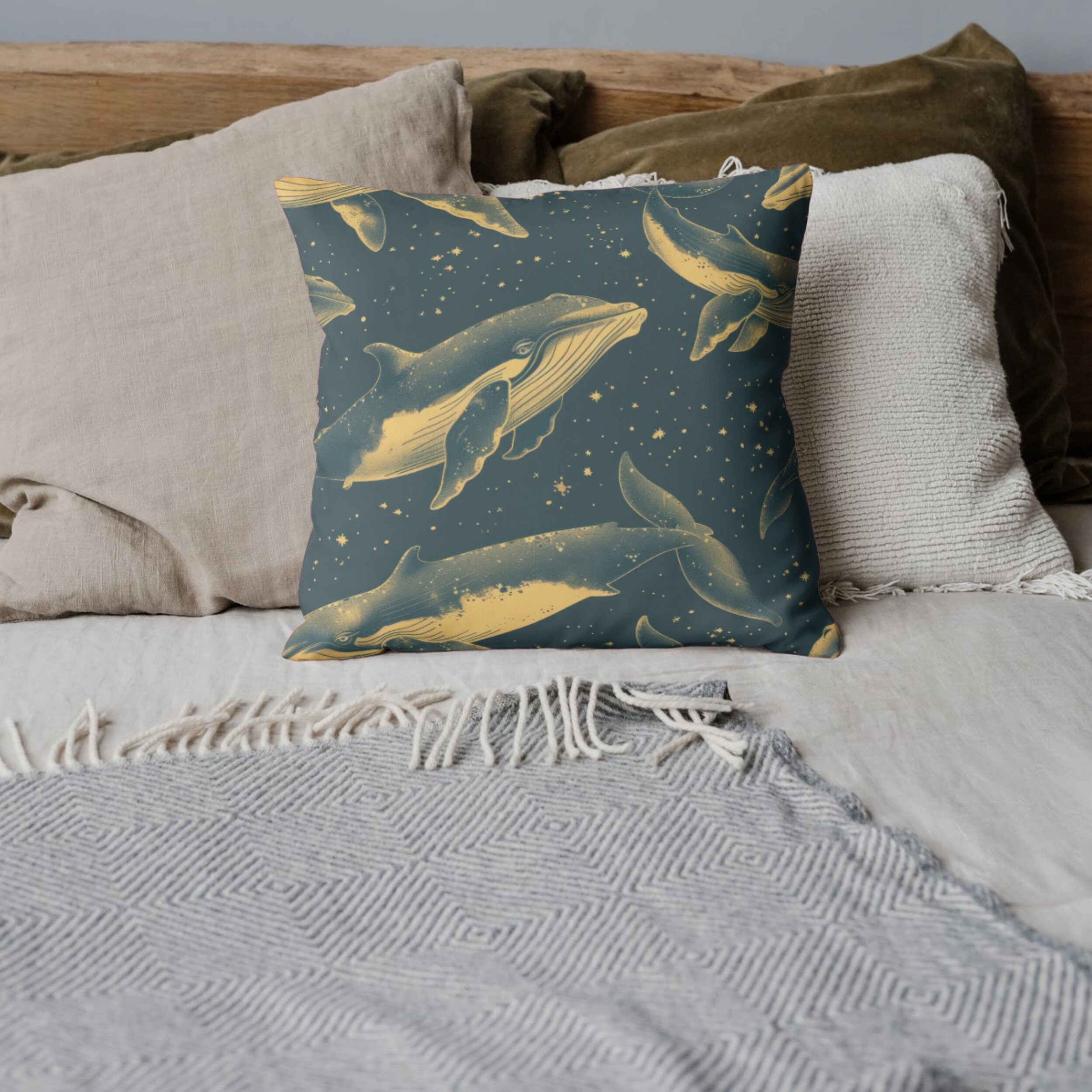 Whales and Ocean Retro Color Seamless Pattern, Whale Fabric Pattern ...