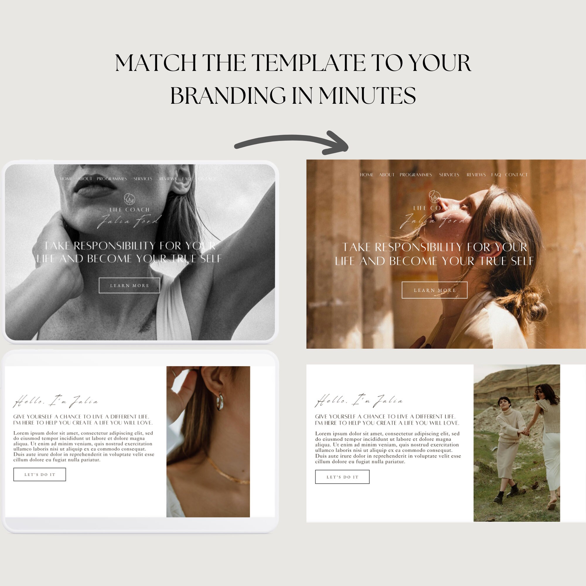 Aesthetic Coach Website Template, Coaching Website Template, Website ...