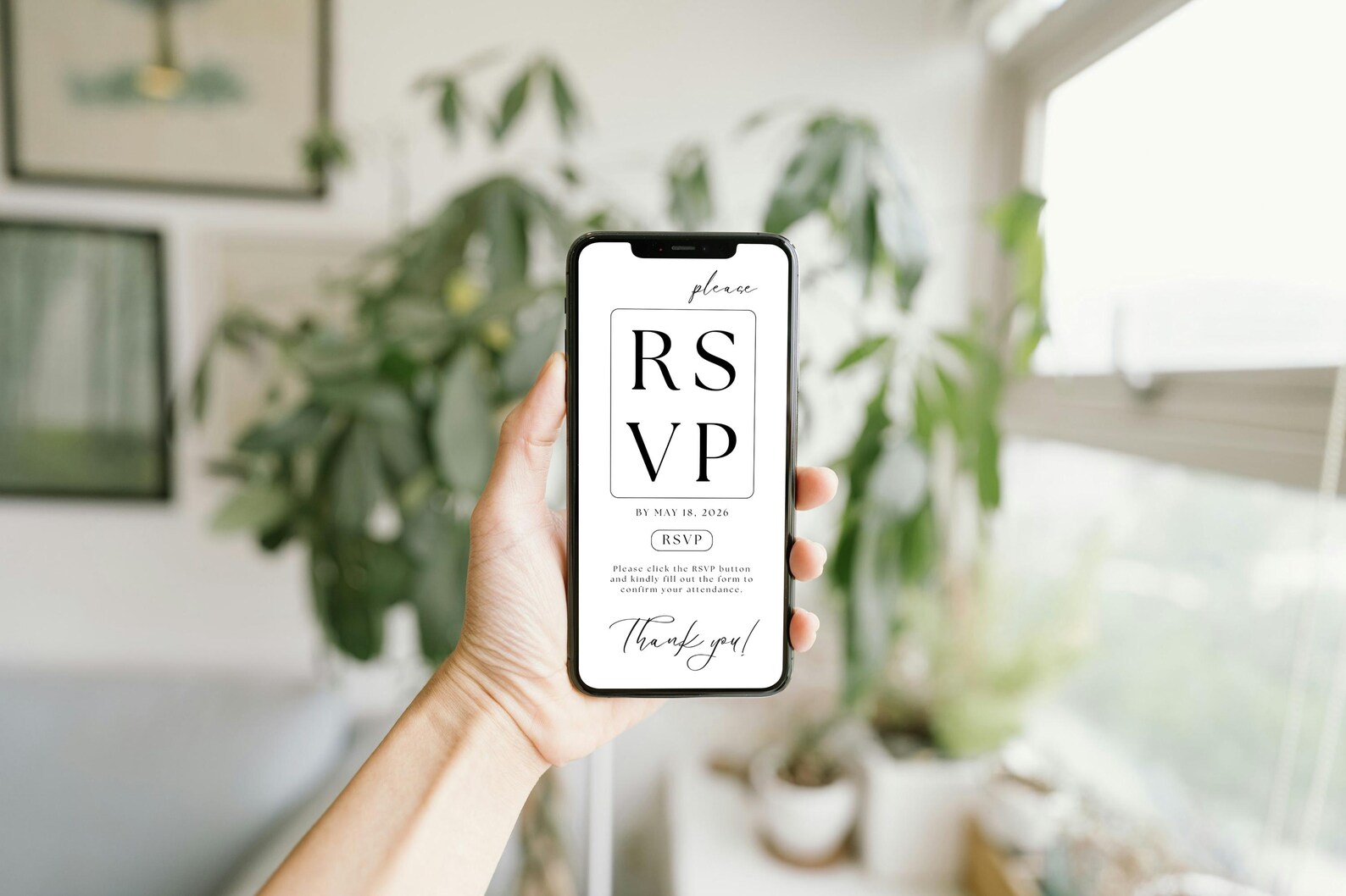 Digital Wedding Invitation Template: Clickable RSVP, Mobile Size ...