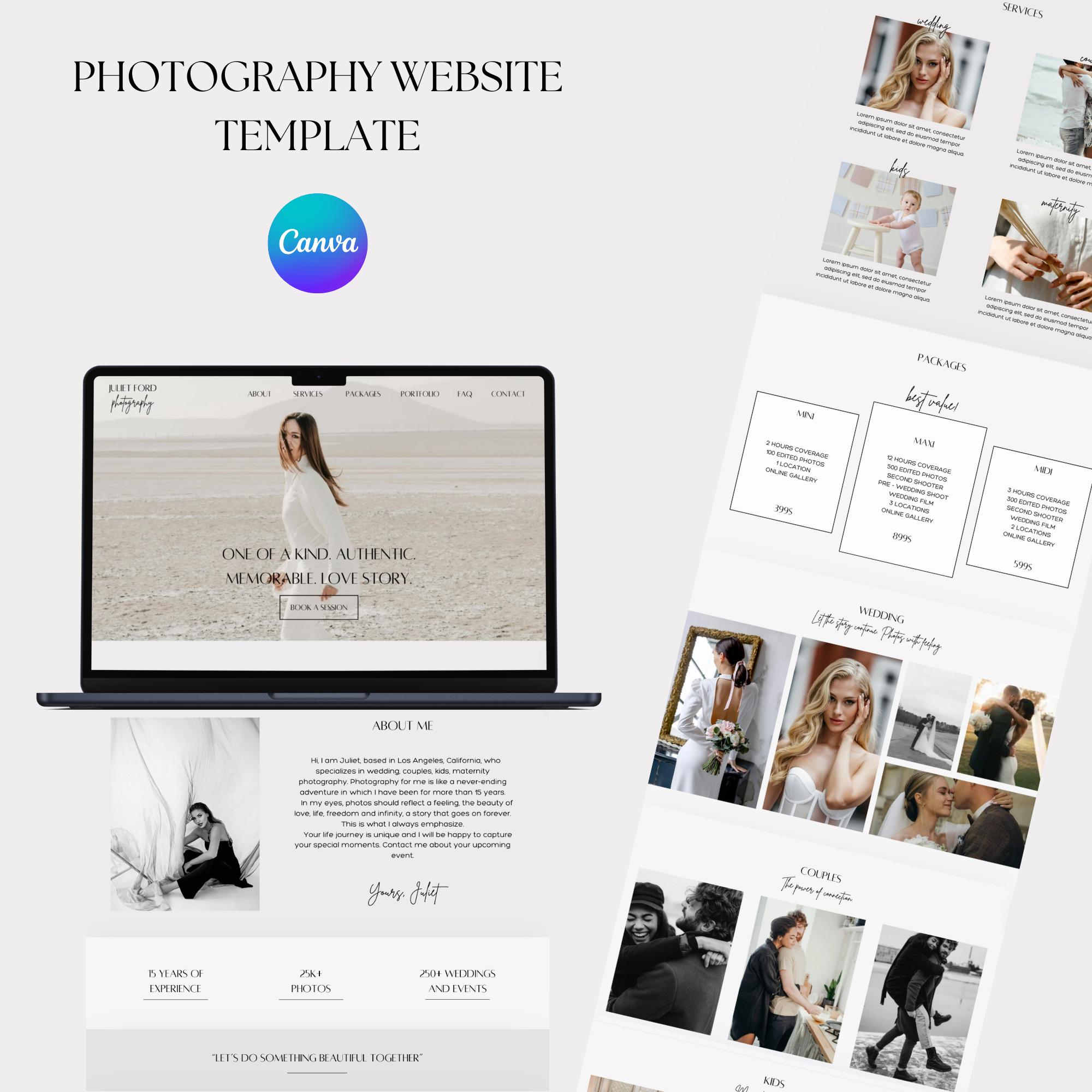 Photography Website Template Canva, Wedding Website Canva Template ...