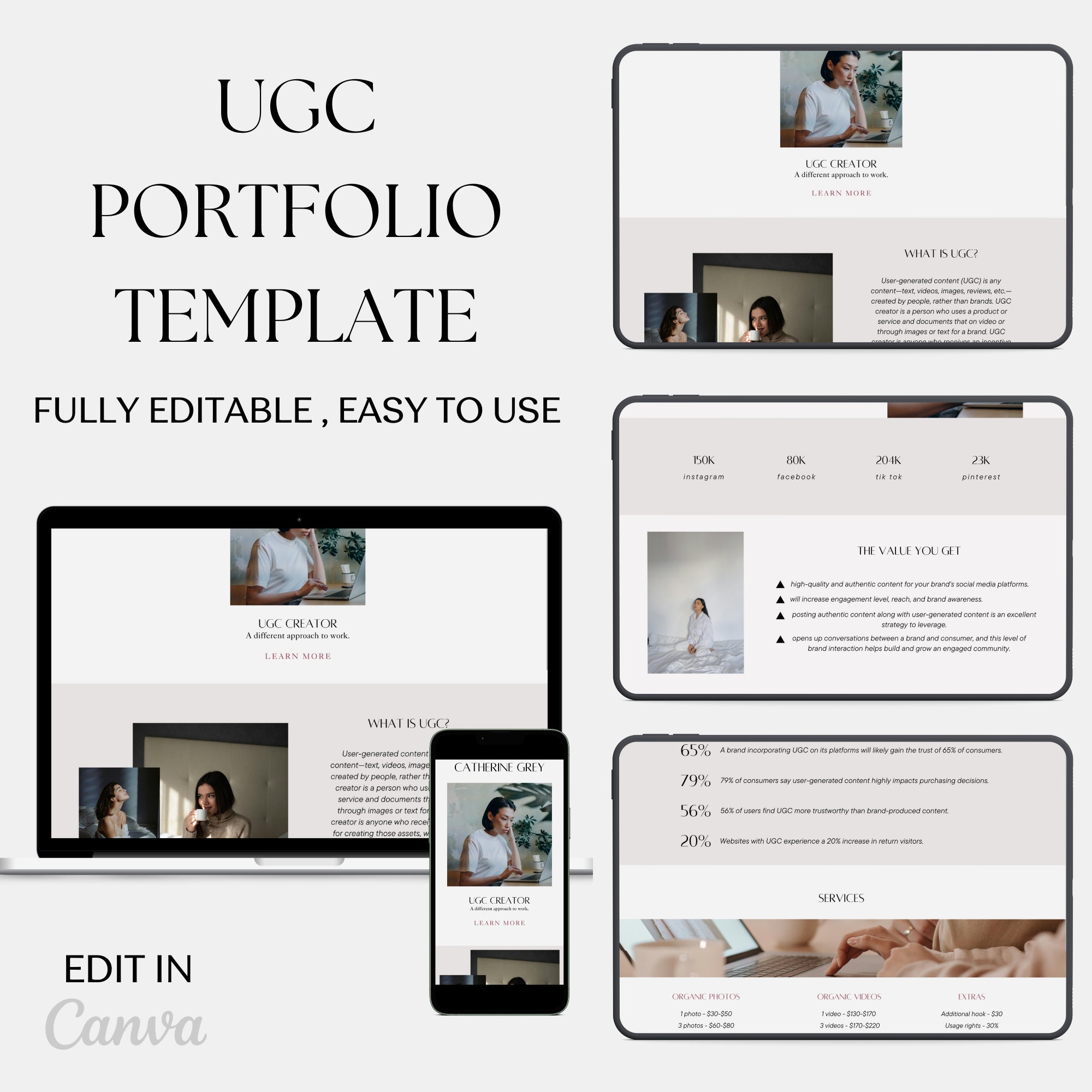 UGC Portfolio Template, Ugc Canva Template, Ugc Starter Kit, Ugc ...