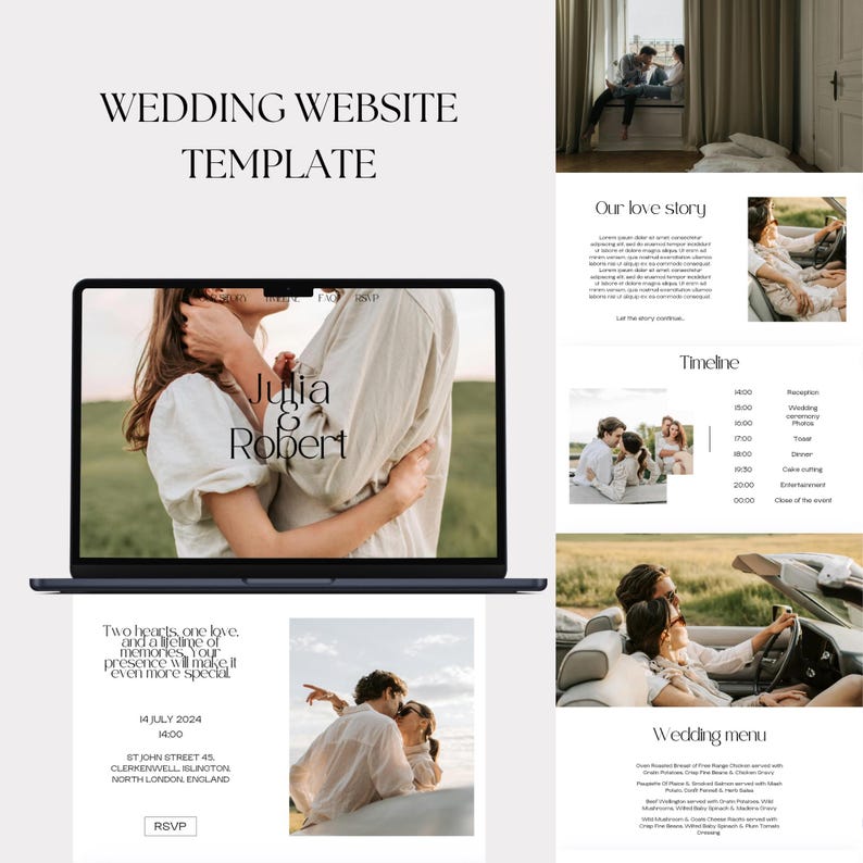 Elegant Canva Wedding Website Template, Digital Invitation, Wedding ...