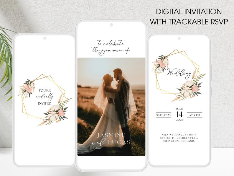 Digital Wedding Invitation Template: Clickable RSVP Mobile Invite ...
