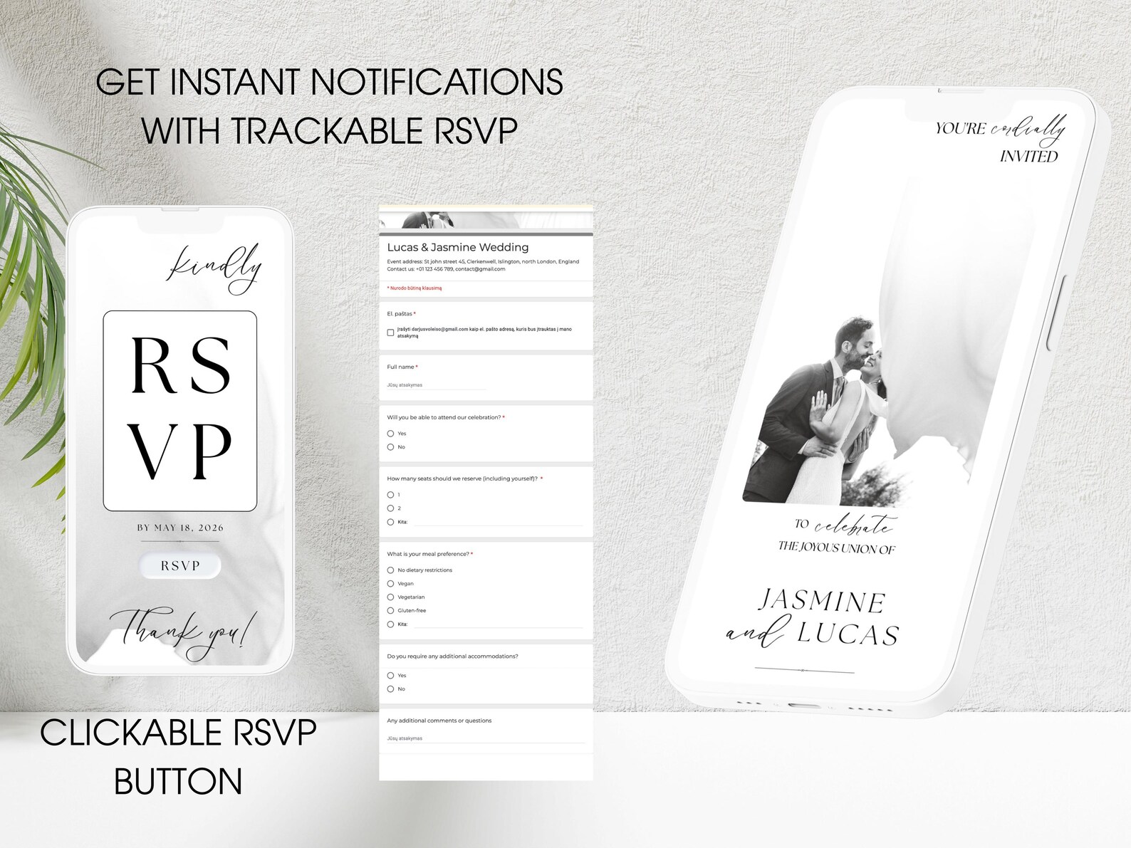 Digital Wedding Invitation Template, Clickable RSVP, Wedding Invitation ...