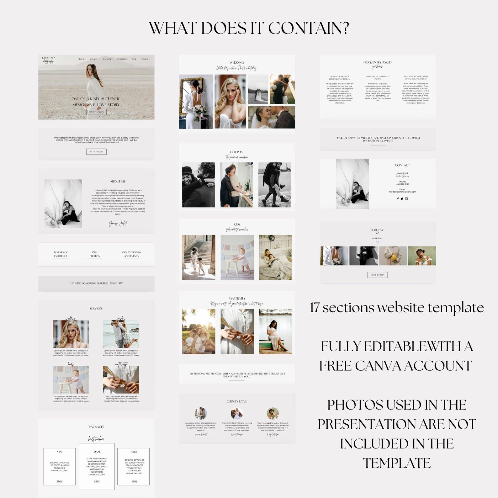 Photography Website Template Canva, Wedding Website Canva Template ...