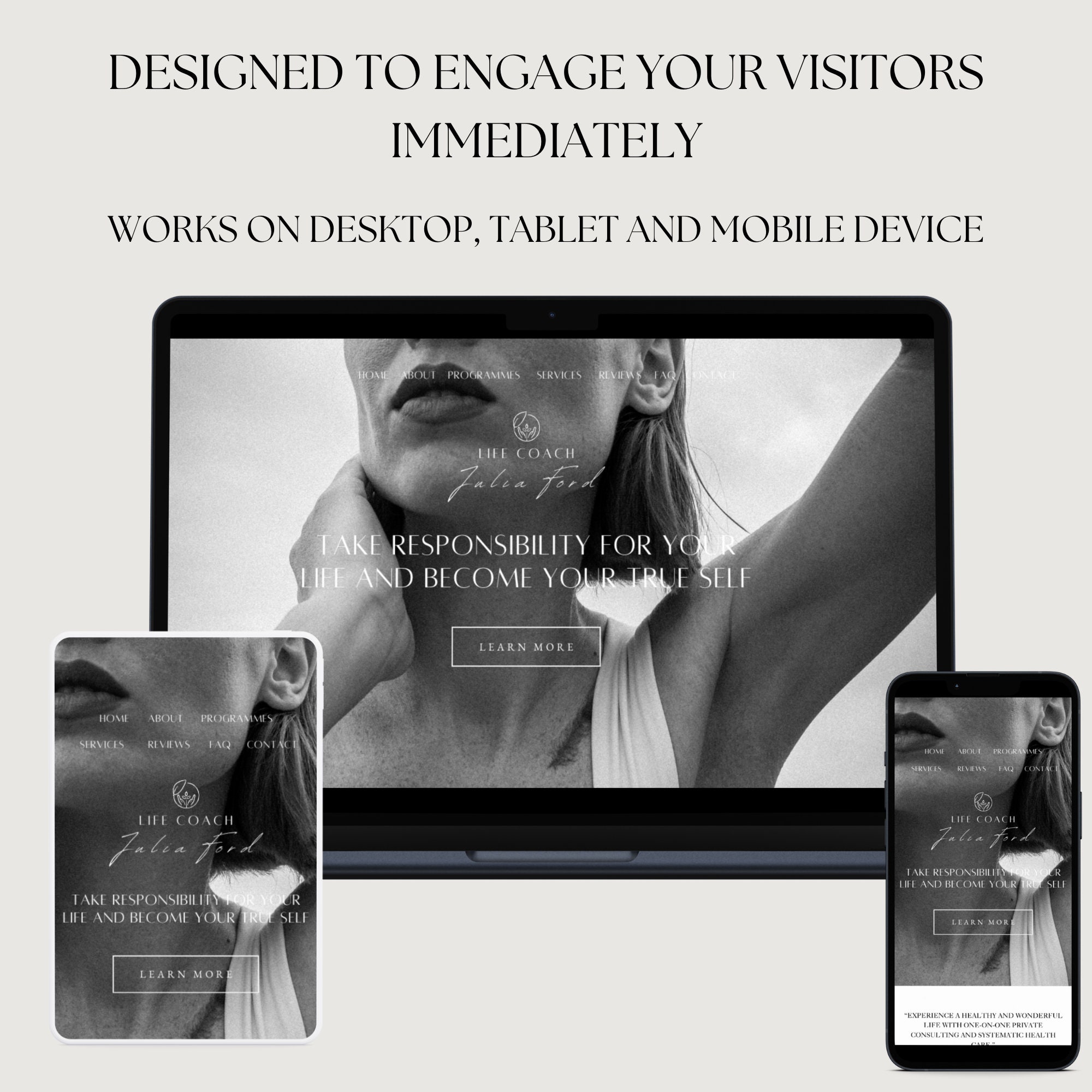 Aesthetic Coach Website Template, Coaching Website Template, Website Template for Coach, Course ...