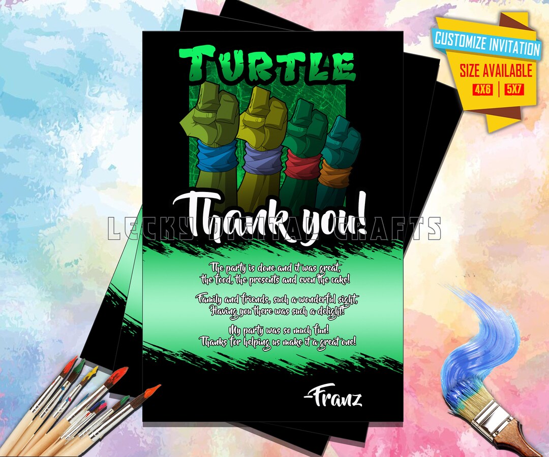 Teenage Mutant Ninja Turtles TMNT Digital Birthday Thank You Card - Etsy