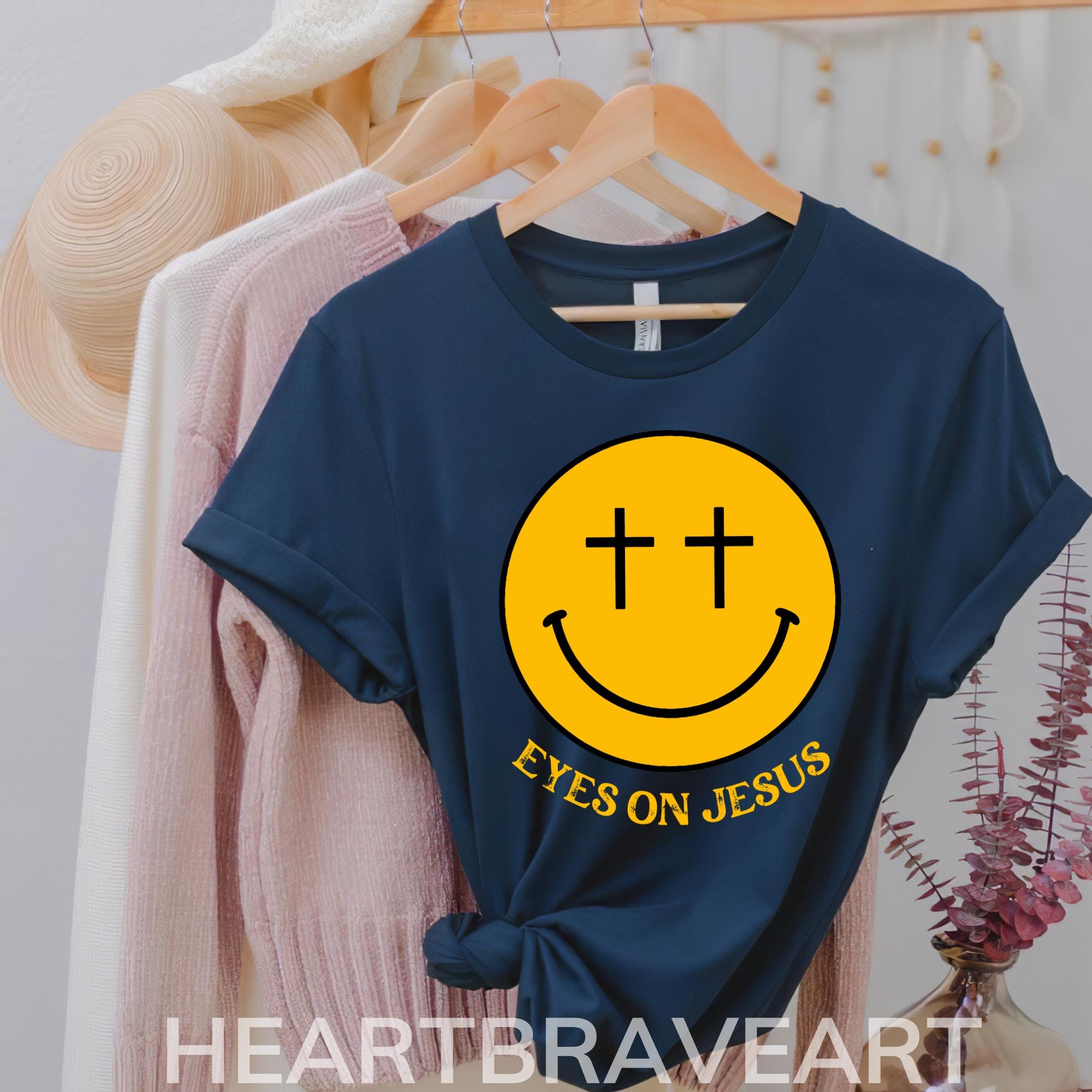 Eyes on Jesus, Humor Jesus Smiley Face Shirt, Christian Religion Shirt ...