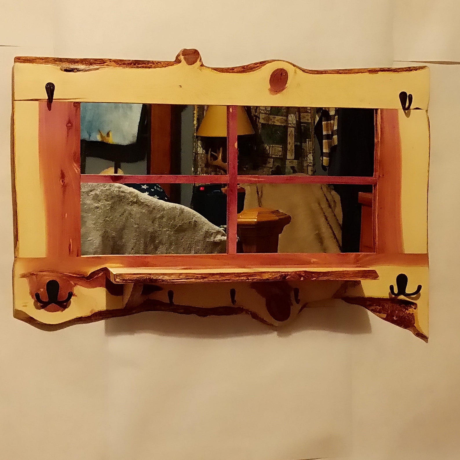 Cedar Live Edge Custom-made Coat Rack With Mirror - Etsy