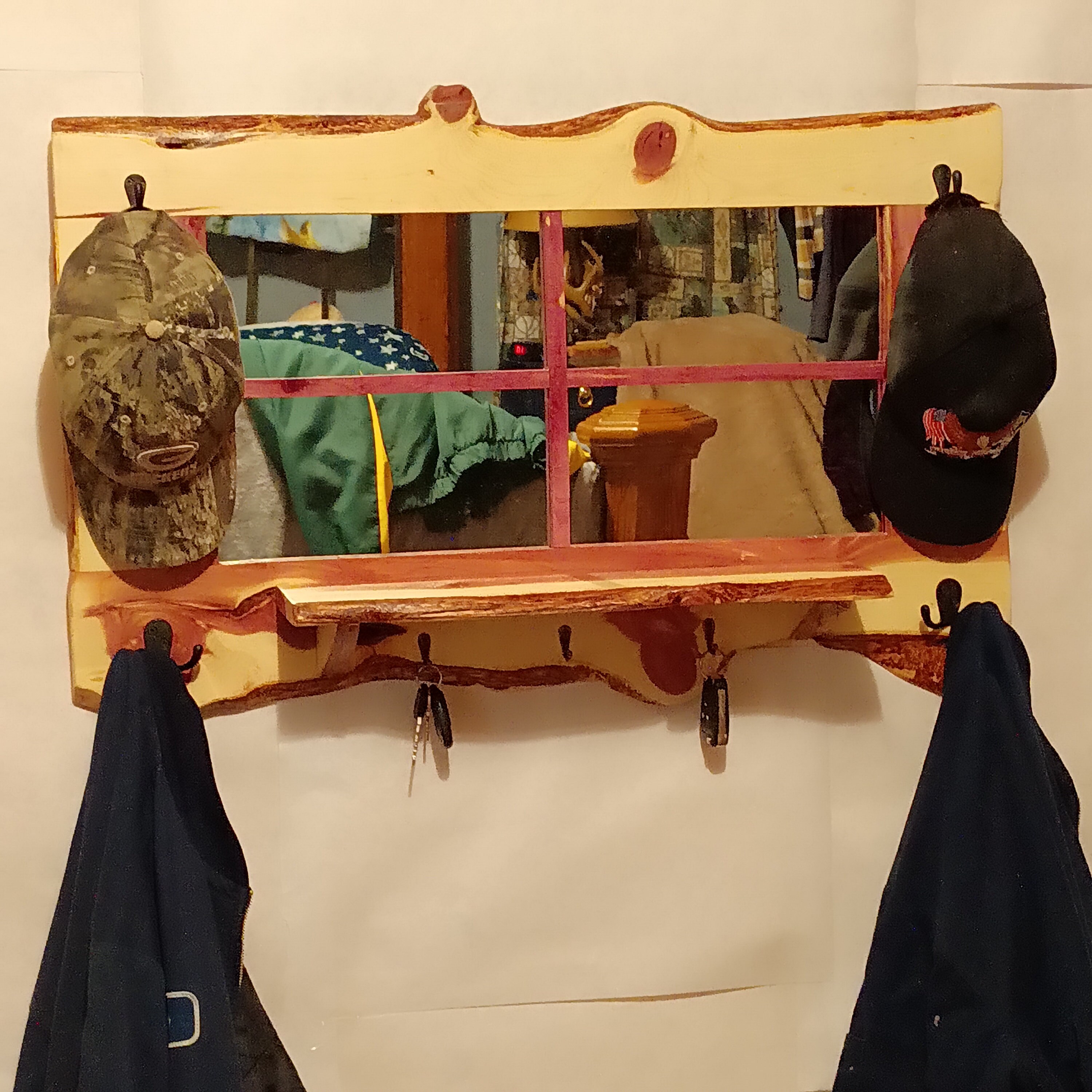 Cedar Live Edge Custom-made Coat Rack With Mirror - Etsy