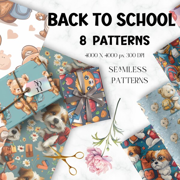 150 Back to School Clipart Bundle , 10 Patterns and Clipart 300 Dpi PNG ...