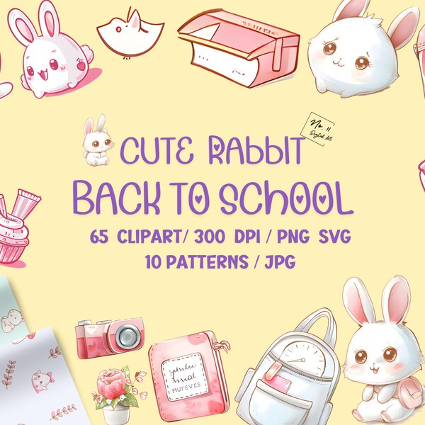 150 Back to School Clipart Bundle , 10 Patterns and Clipart 300 Dpi PNG ...