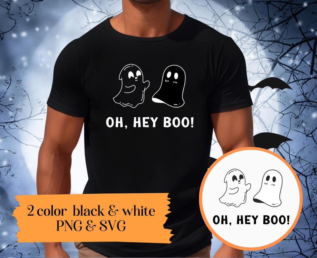 OH HEY BOO Clipart Funny Halloween Party Ghost Relationship Tee ...