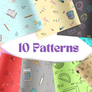 150 Back to School Clipart Bundle , 10 Patterns and Clipart 300 Dpi PNG ...