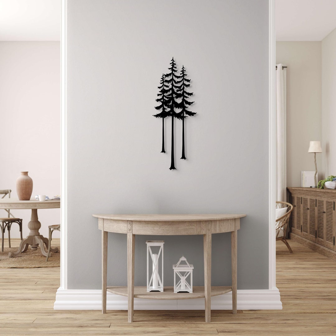 Three Pine Tree Metal Wall Sign | Three Trees Home Decor | Metal Wall ...