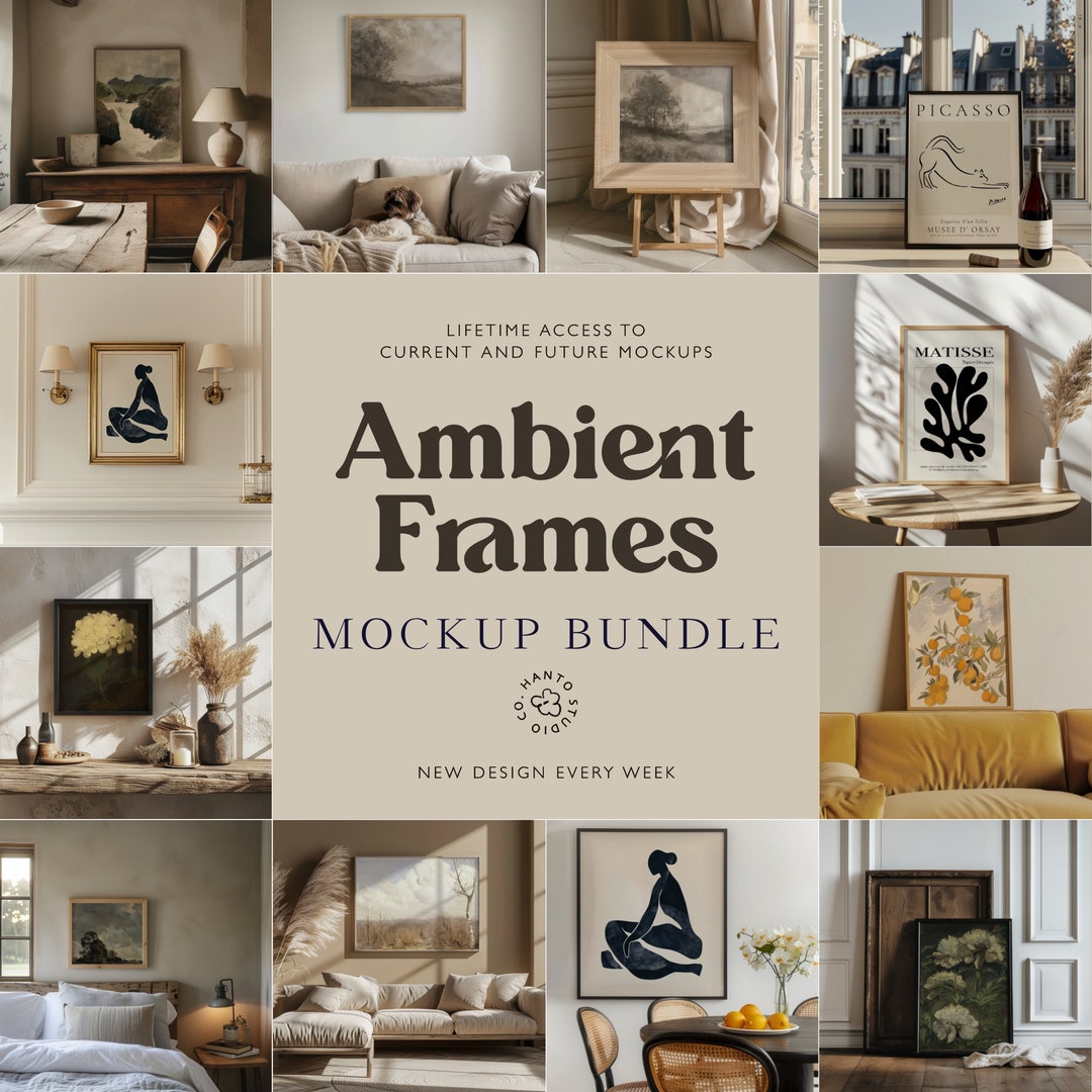 Mega Bundle Ambient Frame Mockups Modern Frames and Interiors Mock up Frame Art Print Mockup ...