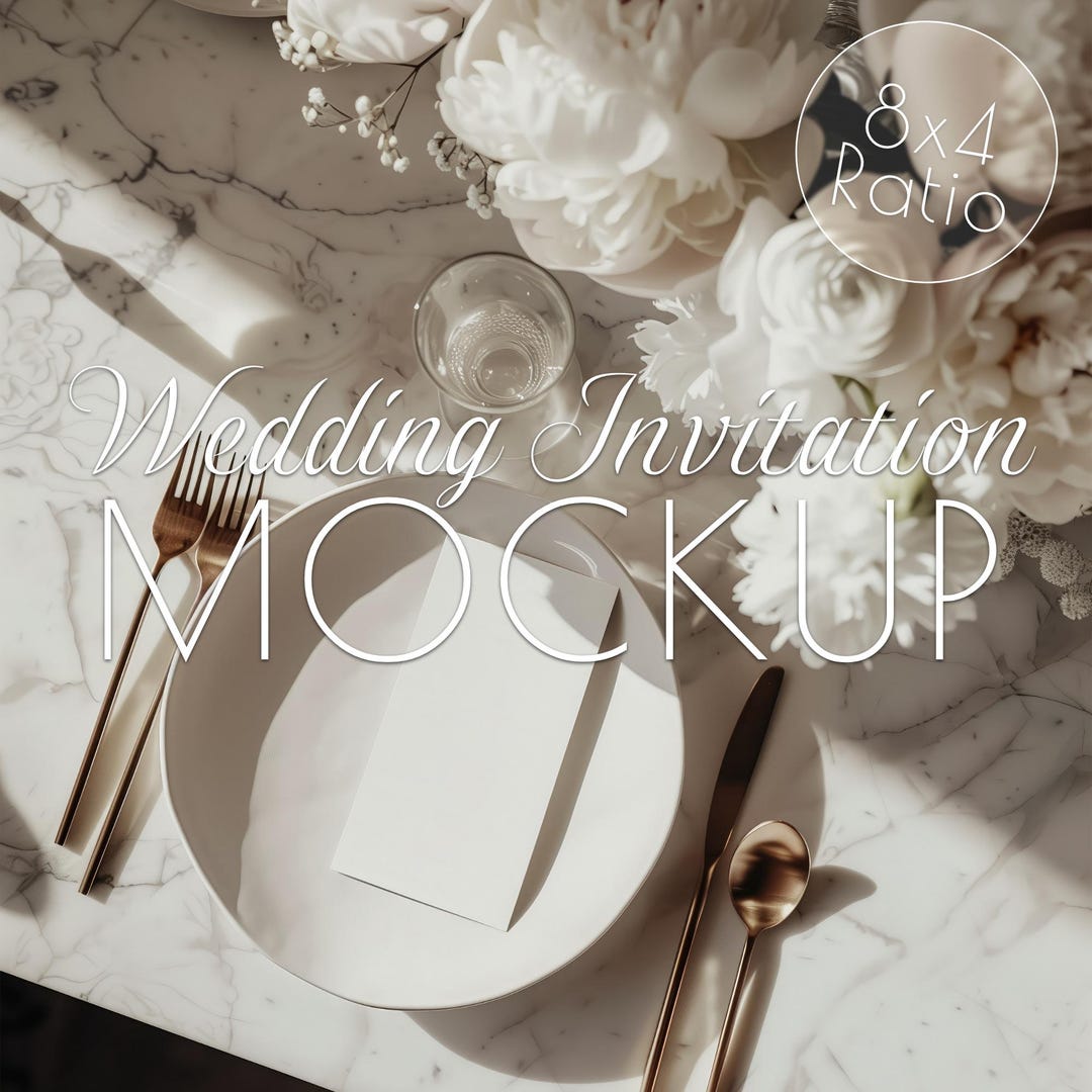 Elegant Minimal Mockup 8x4 Card Mockups Wedding Invitation Mock-up PSD ...