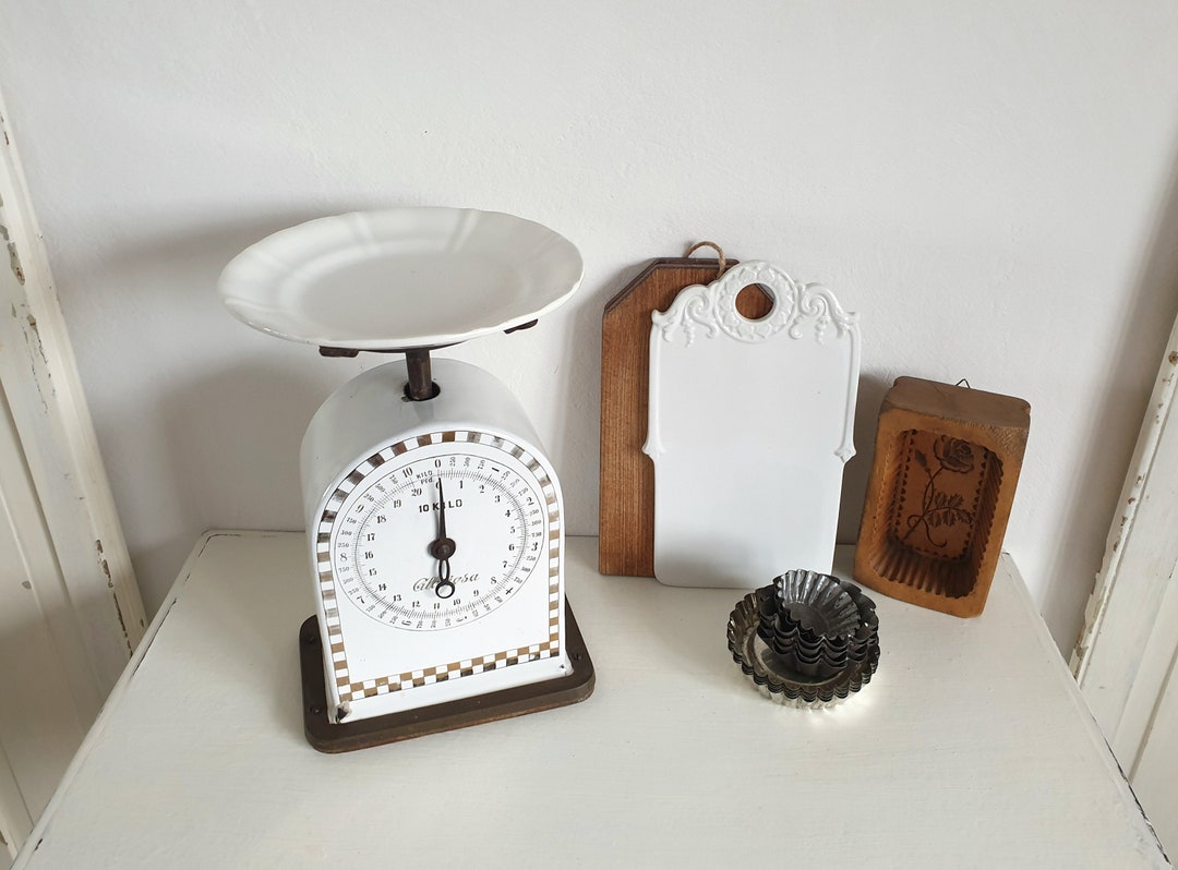 Old Scales, Antique Plate Scales, White Kitchen Scales, Economic Scales ...